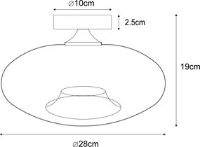 Art Deco stropní svítidlo mosazné s jantarovým sklem - Busa