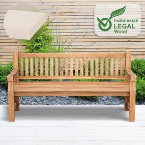 Teaková lavice Jackson s sedací polštář 180 cm + teak – krémová
