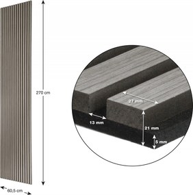 Akustický panel G21 270x60,5x2,1 cm, šedý dub [63910192]