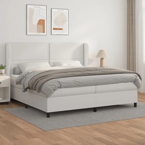 Box spring postel s matrací bílá 200x200 cm umělá kůže,  3128992