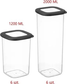 CRALEX Sada 12 ks dóz TOSCA - 6 x 1,2L + 6 x 2L, antracit