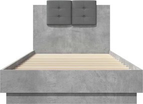 Rám postele s čelem betonově šedý 90 x 200 cm kompozitní dřevo 3209943