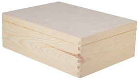 Dřevěná bedýnka s víkem bez úchytů 40 x 30 x 13 cm - přírodní borovice