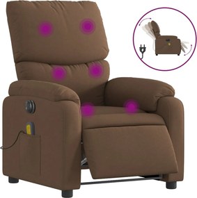 Elektrické masážní polohovací křeslo hnědé textil 3204816