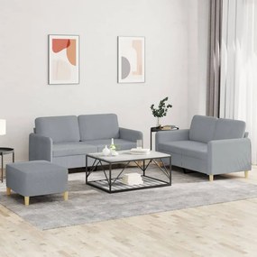 3dílná sedací souprava s poduškami světle šedá textil 3202094