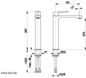 KFA Armatura 4422-612-00 - Umyvadlová baterie + výpusť AGAT 28,7 cm lesklý chrom