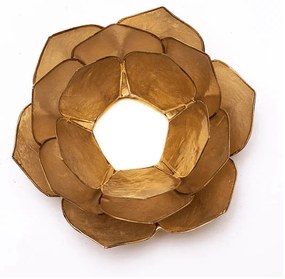 Milujeme Kameny Svícen – lotosový květ – béžový perleťový se zlatým okrajem