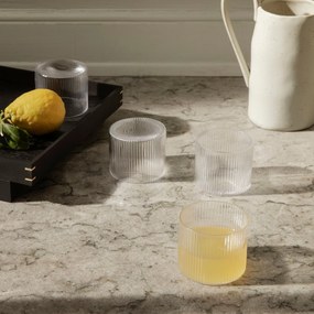 FERM LIVING Nízké skleničky Ripple, Clear, sada 4 kusů