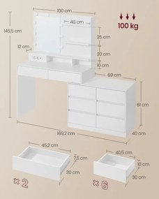 Toaletní stolek se zrcadlem a LED osvětlením RDT140WB01