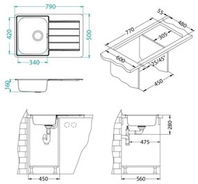 ALVEUS 1069147 - Kuchyňský dřez LINE 79x50 cm matná ocel/satin