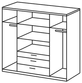 Skříň Moritz  - 180x236x58 cm (bílá, zrcadlo)
