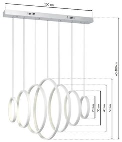 Závěsné LED svítidlo Pixels, 7x LED 96w, 4000k, w