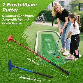 Costway 332 cm golfová podložka s 2 nastavitelnými holemi a 6 míčky golfová