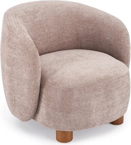 Designové křeslo BAKER — dřevo, látka, béžová