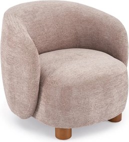 Designové křeslo BAKER — dřevo, látka, béžová