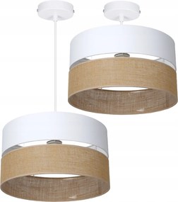 Závěsná Stropní Lampa Jutová 40 CM Bílá S Pruhy E27 Led