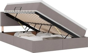 Postel s úložným prostorem a matrací Taupe 140 x 200 cm Samet 3370452