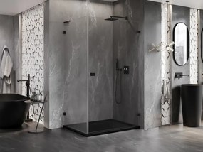 Mexen Lunar-B L výklopný sprchový kout pravý 80 x 70 cm, čiré sklo, černá matná, 832L-080-070-66-00-P