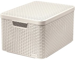 Krémový plastový úložný box s víkem 33x44,5x25 cm Style – Curver