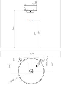 Sapho Sapho, TETRIS umyvadlo s držákem pro stojánkovou baterii vpravo, černá mat, TZ420-01
