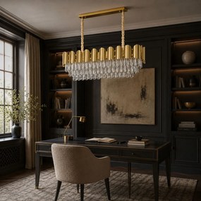 Toolight Toolight, křišťálová závěsná lampa, 8×E14, SWE101-CP, zlatá, OSW-30224