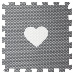Vylen Pěnové podlahové puzzle Minideckfloor se srdíčkem Bílý se světle šedým srdíčkem 340 x 340 mm