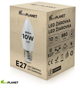 BERGE LED žárovka - ecoPLANET - E27 - 10W - svíčka - 880Lm - studená bílá