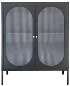 Skleněná vitrína dvoudvéřová ADELAIDE 110x90 cm, černý kov House Nordic 3001205