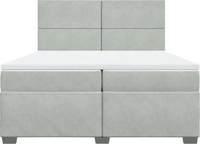 Box spring postel s matrací světle šedá 200x200 cm samet 3290996