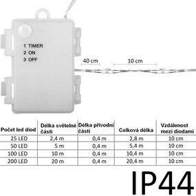 68026   VOLTRONIC 2x 50 LED světelný řetěz, drát, teplá /studená bí