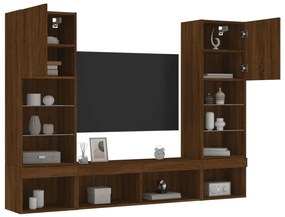 5dílná obývací stěna s LED hnědý dub kompozitní dřevo
