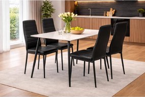 Jídelní set Olbia 4+1, bílá / černá