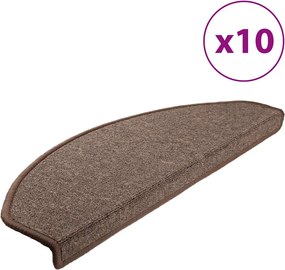 Schodové rohože 10 ks 65 x 24 x 4 cm kávově hnědé, půlkulaté, velké 149759