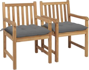 Zahradní židle 2 ks šedé podušky masivní teak 3062746