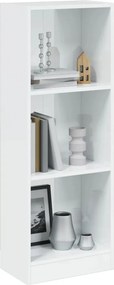vidaXL 3patrová knihovna 40 x 24 x 108 cm dřevotříska [800828] Barva: bílá s vysokým leskem