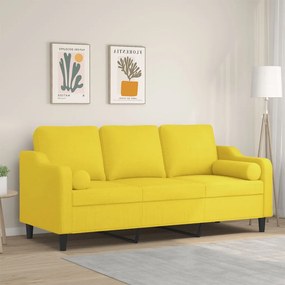 3místná pohovka s polštáři světle žlutá 180 cm textil 3200858