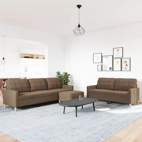 3dílná sedací souprava s podnožkou hnědá textil 3278330