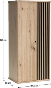 Skříň, dub artisan/černá, KOLI C-1
