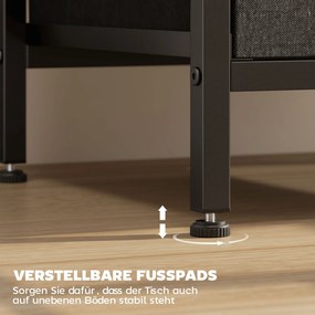 HOMCOM Konferenční stolek, odkládací stolek s nabíjecí stanicí, ocelový rám, USB-C porty, zásuvky, háčky, 40 cm x 30 cm x 60 cm, černá