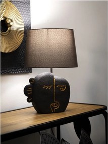 Hnědá stolní lampa s textilním stínidlem (výška 39,5 cm) Tribal – Mauro Ferretti