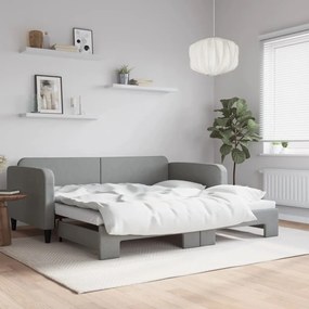Válenda s přistýlkou a světle šedá 100 x 190 cm textil 3196893