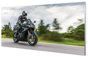 akrylový obraz Motocykl silnice mraky nebe 100x50 cm