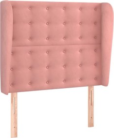 Čelo postele typu ušák růžové 93 x 23 x 118/128 cm samet 3118431