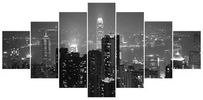 Černobílý obraz Hong Kongu (210x100 cm), 40 dalších rozměrů