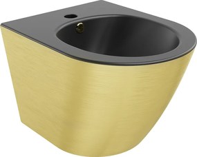 Mexen Lena, závěsný bidet 480x370x325 mm, černá matná - zlatý vzor, 35224877