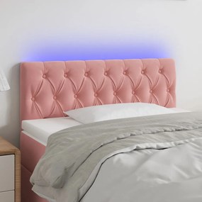 Čelo postele s LED růžové 90 x 7 x 78/88 cm samet