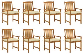 Zahradní židle s poduškami 8 ks masivní akáciové dřevo,  3078195