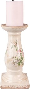 Béžový keramický svícen s růžemi Rossia - Ø12*24 cm