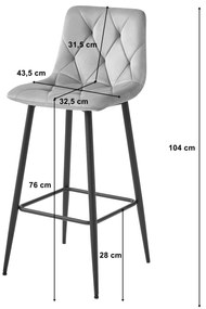 Tmavě béžová barová židle NADO VELVET s černými nohami