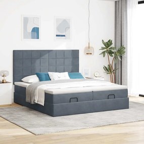 Osmanský rám postele s matracíes tmavě šedá 180x200cm samet 3314622